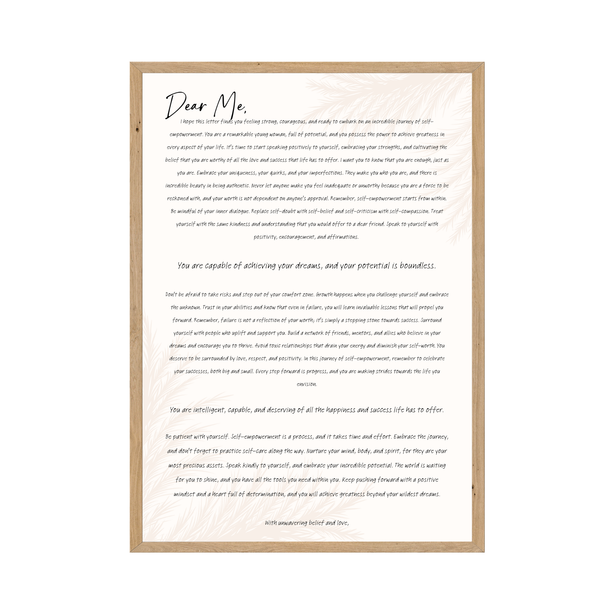 Shop "Dear Me" Artwork - Letter of Self-Empowerment | Inspiring Wall ...