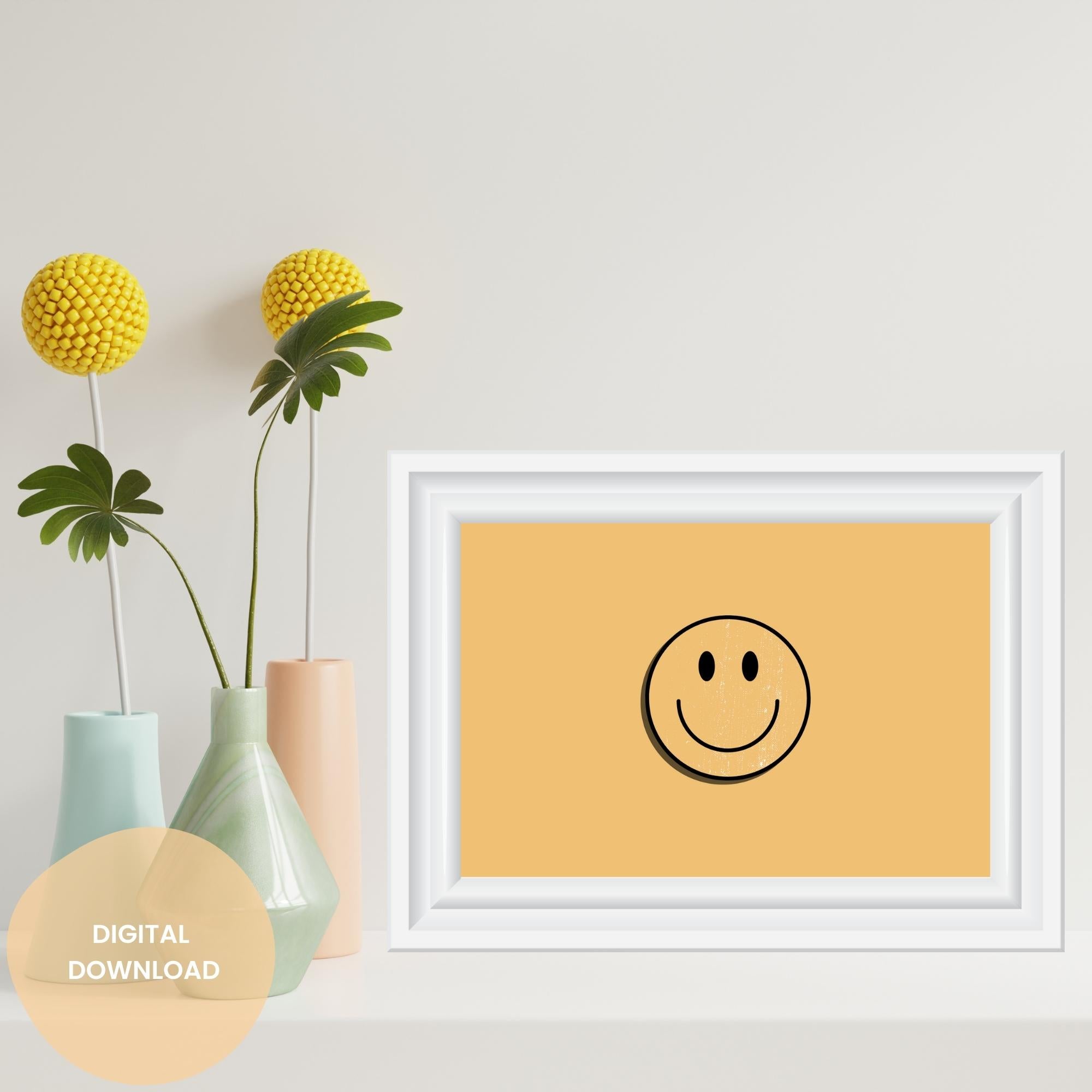 Yellow Smiley Serenade - Retro College Life Art | Dorm Room Poster ...